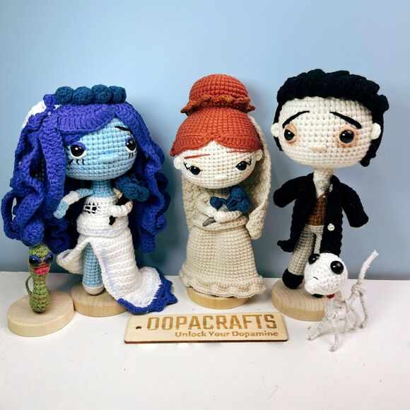 Handmade | Holiday | Corpse Bride Crochet Doll Set Tim Burton Emily ...